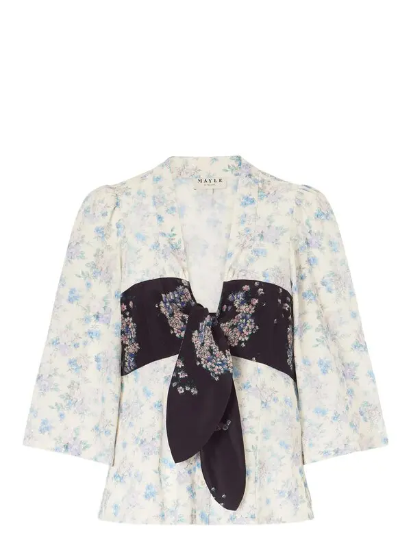 Maison Mayle Kazu Floral-print Silk Top - Multi