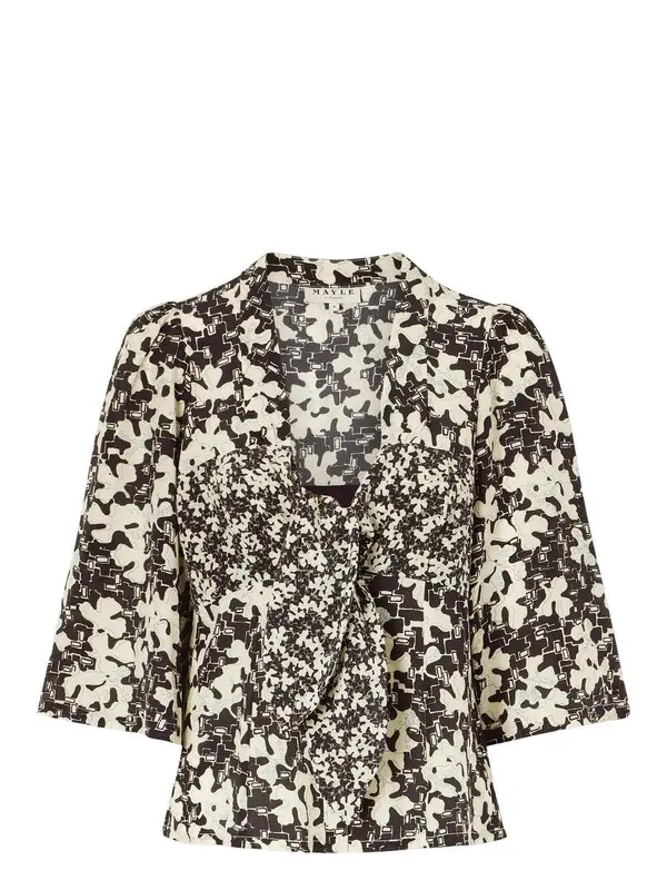 Maison Mayle Kazu Floral-print Silk Top - Black