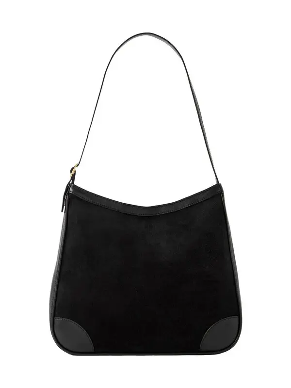 NILI LOTAN Abbey Leather-trimmed Suede Shoulder Bag - Black