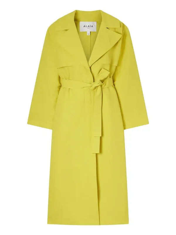 Alaïa Belted Paper-blend Trench Coat - Yellow