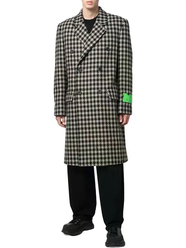 Off-White Double-breasted Houndstooth Coat - Grey