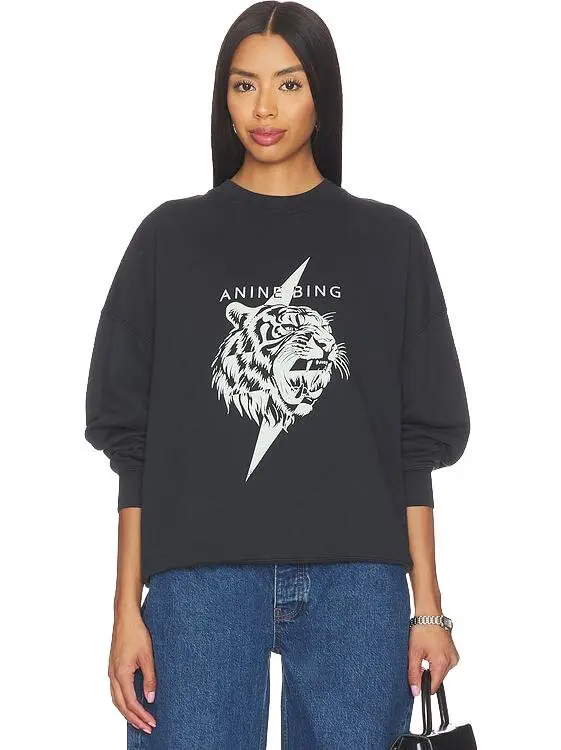 ANINE BING Miles Tiger Sweatshirt - Black