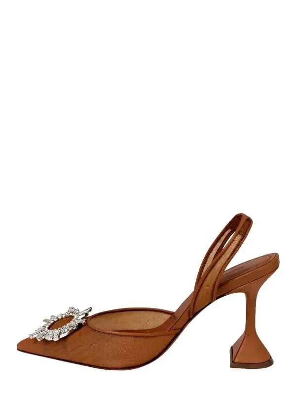 Amina Muaddi Begum Embellished Slingback Heeled Pumps - Neutrals