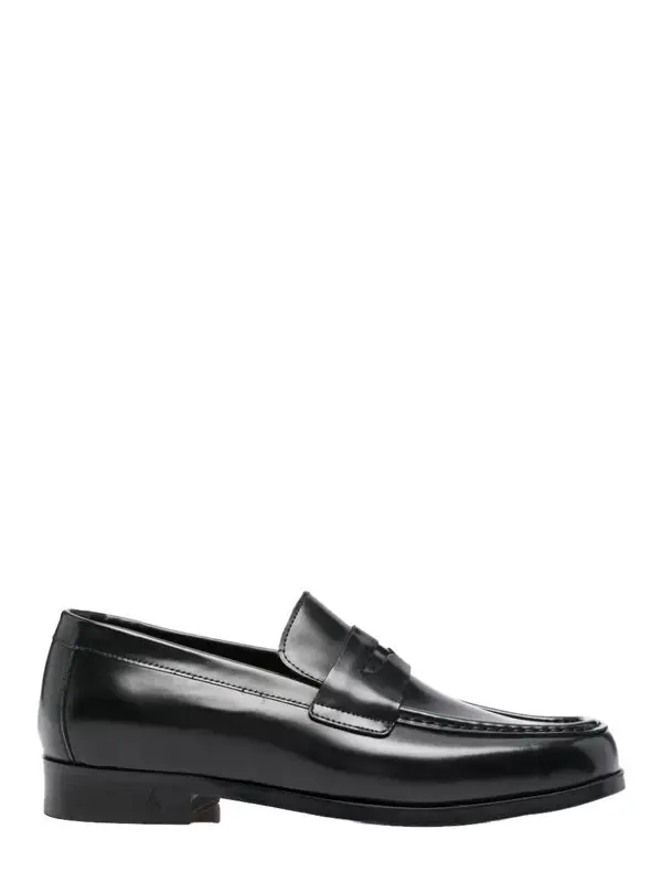 MORGILLO Leather Penny Loafers - Black