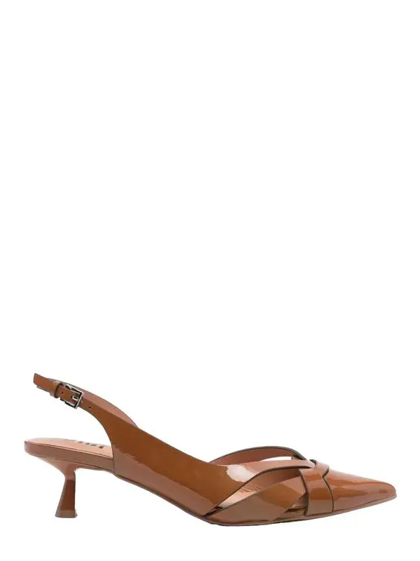 BIBI LOU Patent Leather Mules - Brown