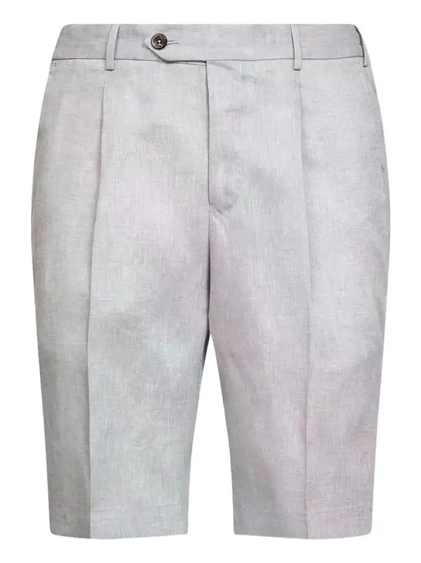 PT TORINO Pleated Linen Shorts - Grey