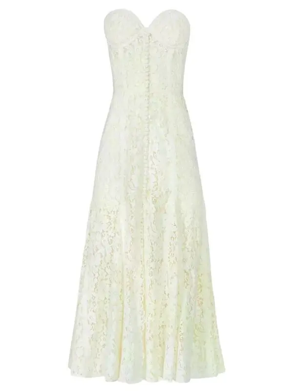 Costarellos Shara Corded Lace Midi Dress - Neutrals