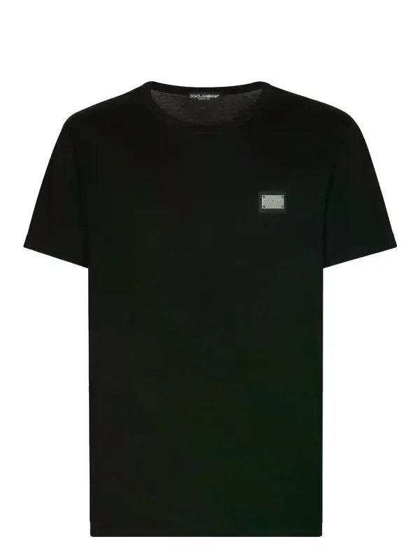 Dolce & Gabbana Cotton T-shirt With Branded Tag - Black