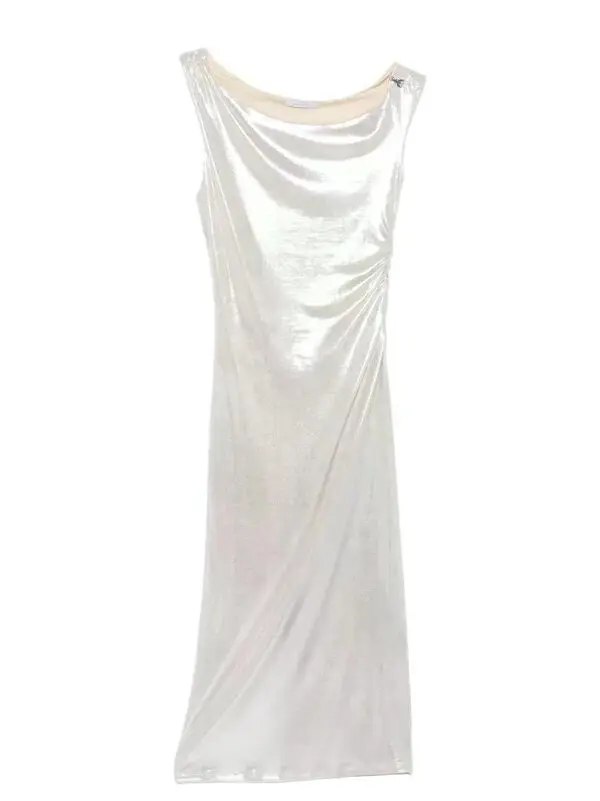 Patrizia Pepe Logo-detail Midi Dress - Silver