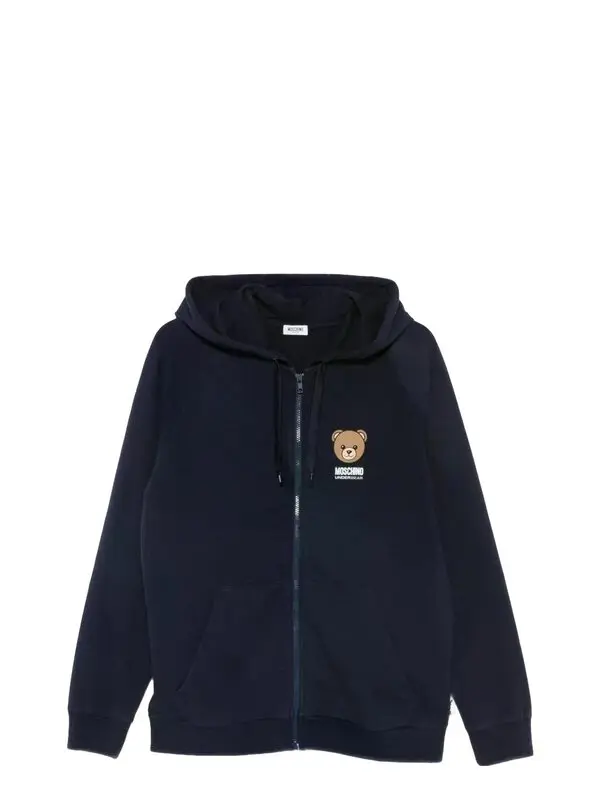Moschino Teddy Bear Motif Zip-up Hoodie - Blue