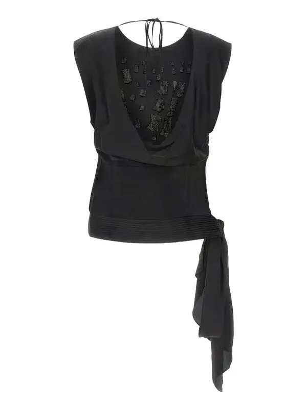 JACQUES Name Jewel-embroidered Top - Black