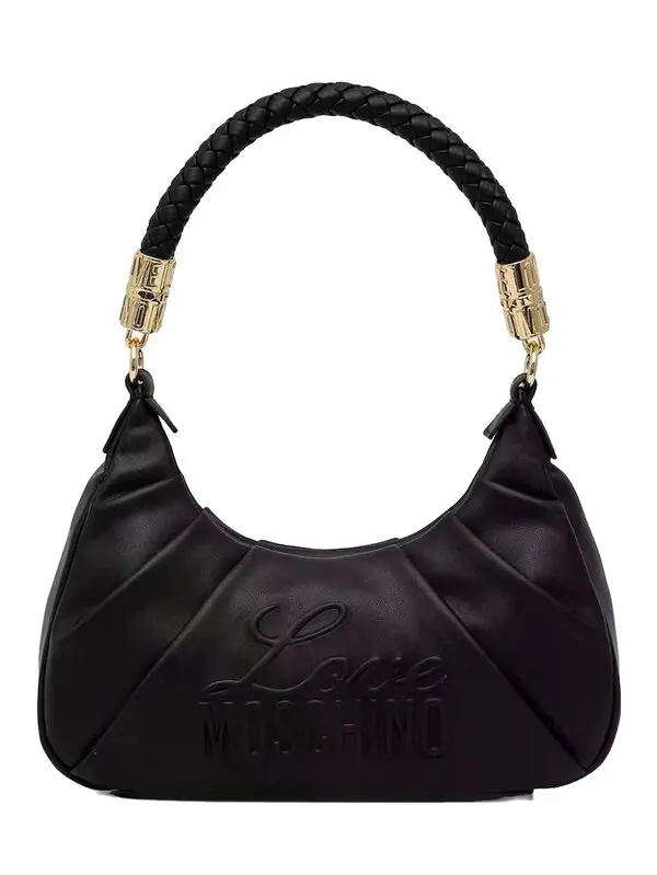 Moschino Logo-detail Braided-handle Tote Bag - Black