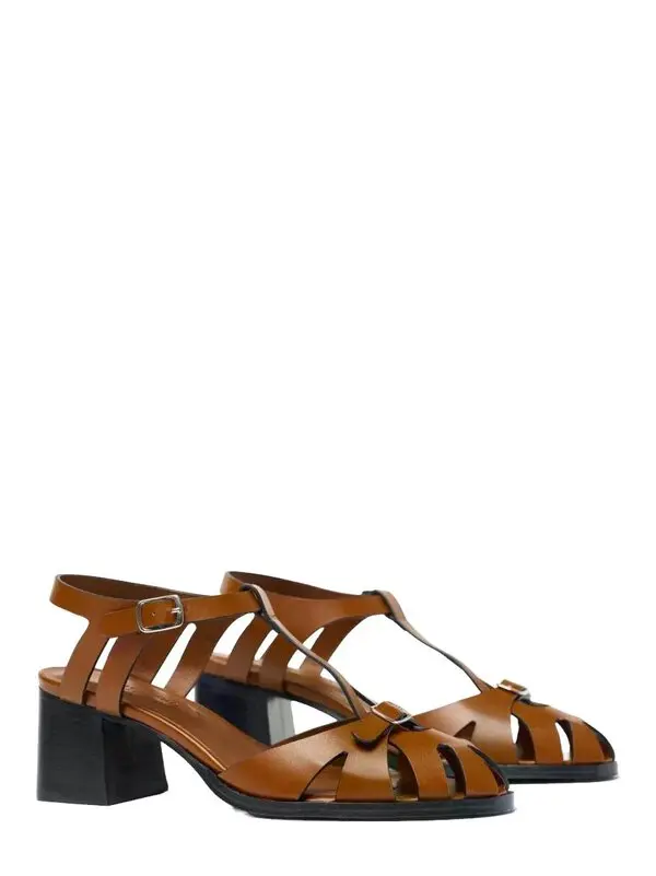 SCAROSSO Giulia Woven Caged Sandals - Brown