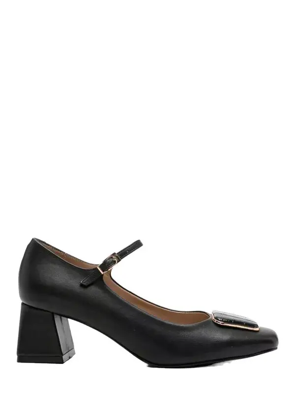 SERGIO MORETTI FIRENZE Croc-effect Plaque Pumps - Black