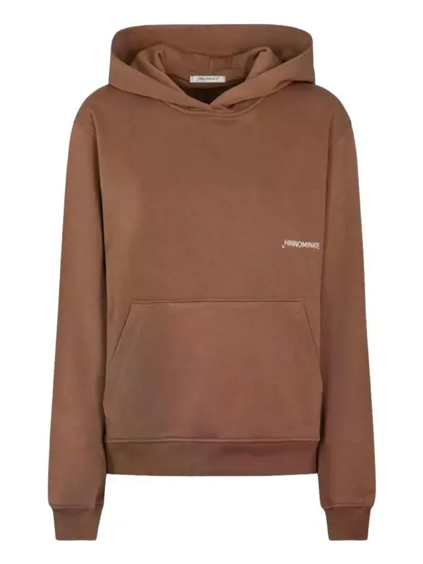 HINNOMINATE Hooded Long-sleeve Sweater With Front Pocket - Brown