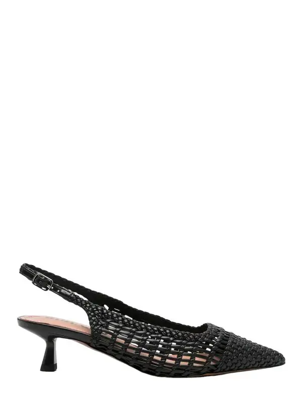 BIBI LOU Woven Slingback Pumps With Kitten Heel - Black