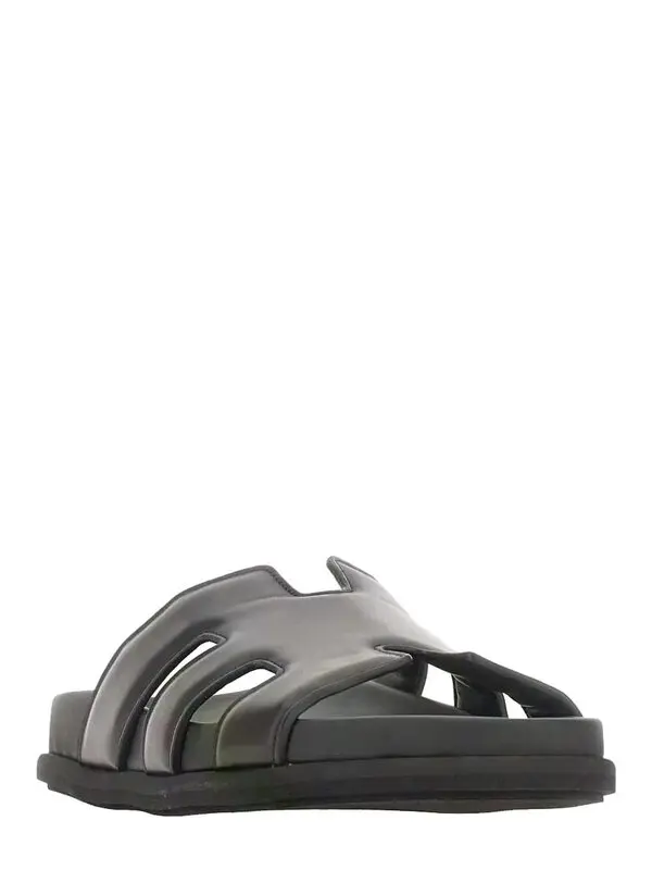 FABI Cut-out Strap Leather Sandals - Black