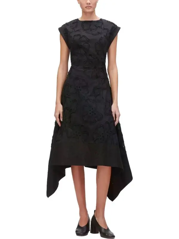 3.1 Phillip Lim Floral Asymmetrical Midi Dress - Black