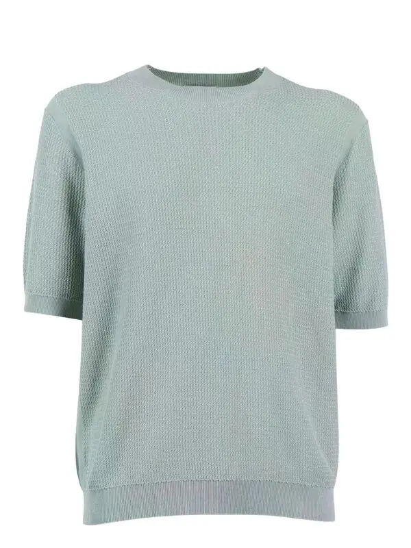 BALLANTYNE Textured Knit Short Sleeve T-shirt - Blue