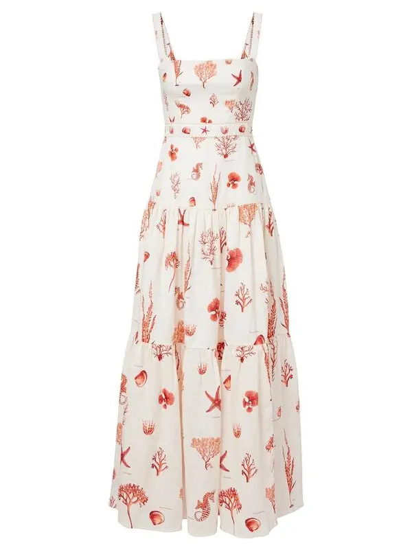 Agua Bendita Lima Printed Linen Maxi Dress - White