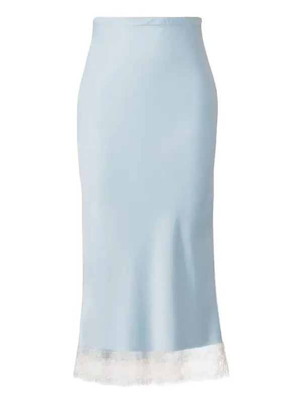 Faithfull The Brand Cydney Lace-trimmed Satin Midi Skirt In Vintage - Blue