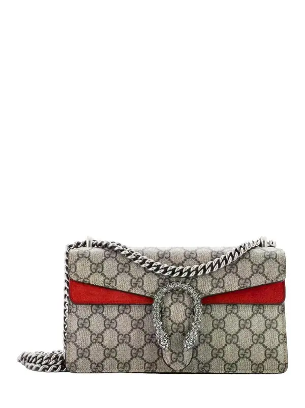 Gucci Dionysus Gg Coated Canvas Small Shoulder Bag With Crystal Embellishments - Red