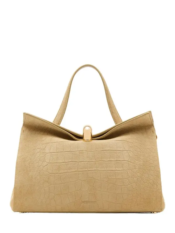 Jacquemus The Small Valérie Croc-effect Suede Bag - Neutral