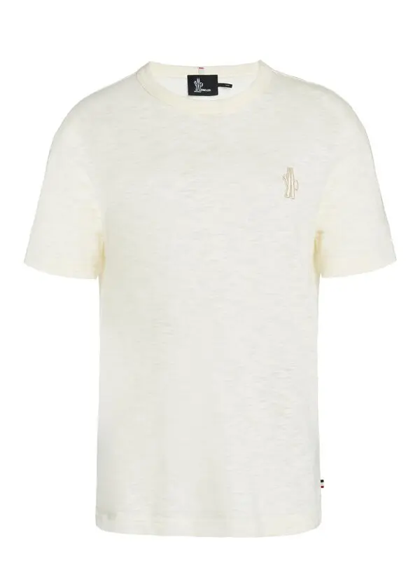 Moncler Cotton Jersey Embroidered Emblem T-shirt - Ivory
