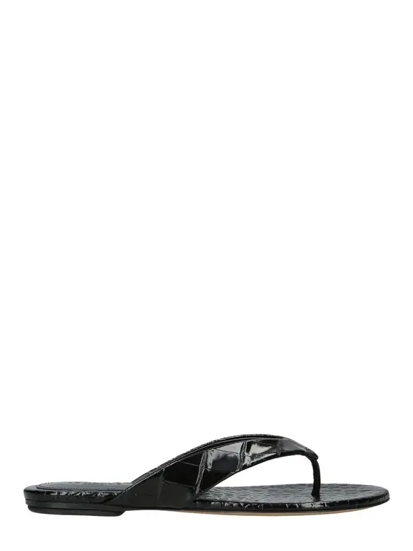 Le Monde Beryl Croc-effect Leather Flip Flop Sandals - Black