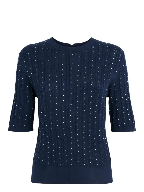 Maje Embellished Cotton-blend Sweater - Blue