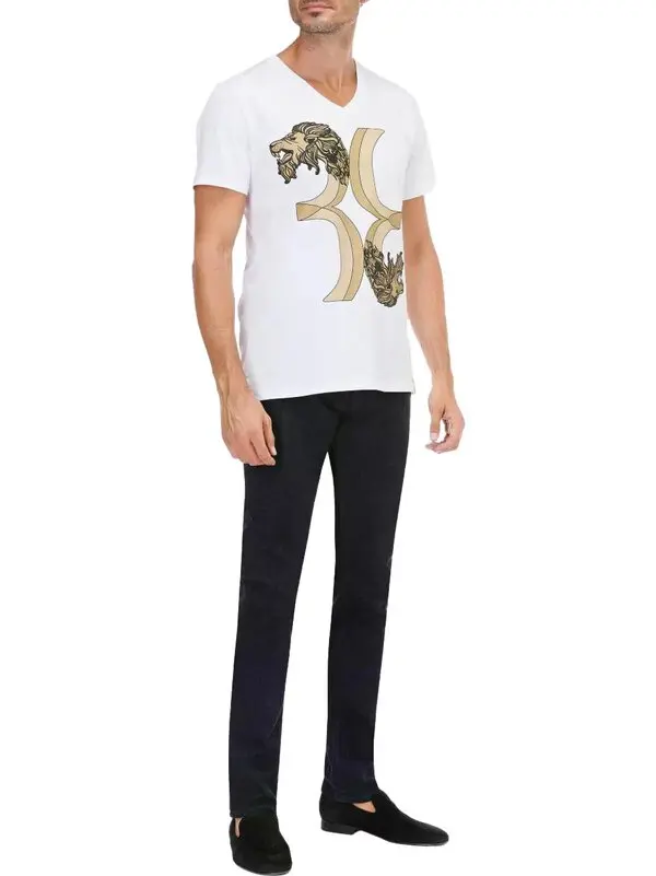 BILLIONAIRE Embroidered Straight-cut Jeans - Blue