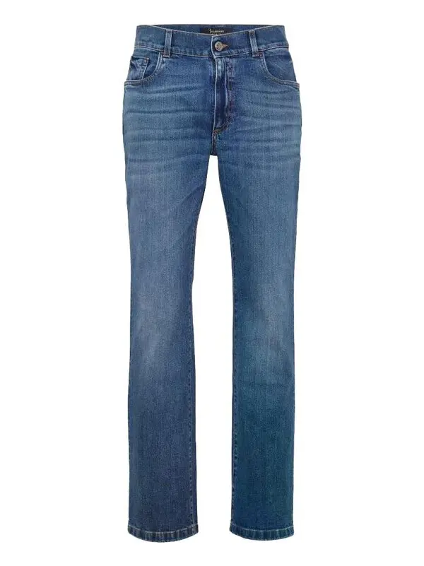 BILLIONAIRE Embroidered Five-pocket Jeans - Blue
