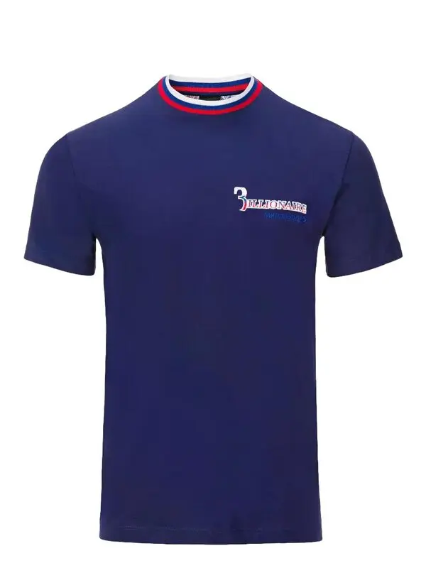 BILLIONAIRE Round Neck Embroidered T-shirt - Blue