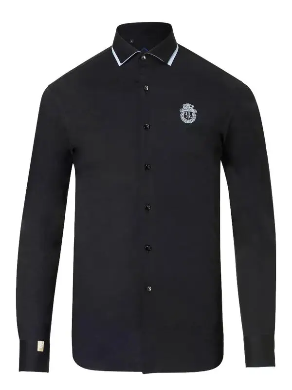 BILLIONAIRE Amede Crest-embroidered Shirt - Black