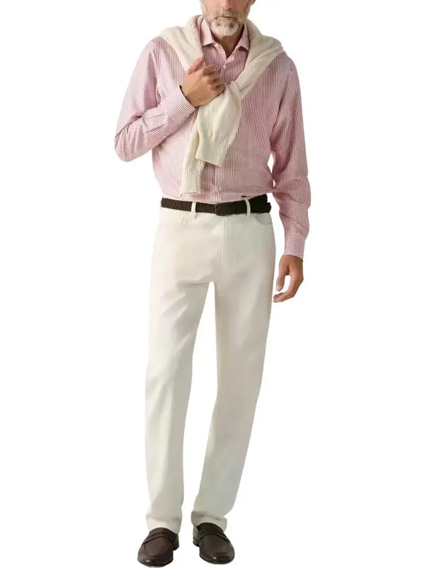 Zegna Striped Silk Shirt - Red