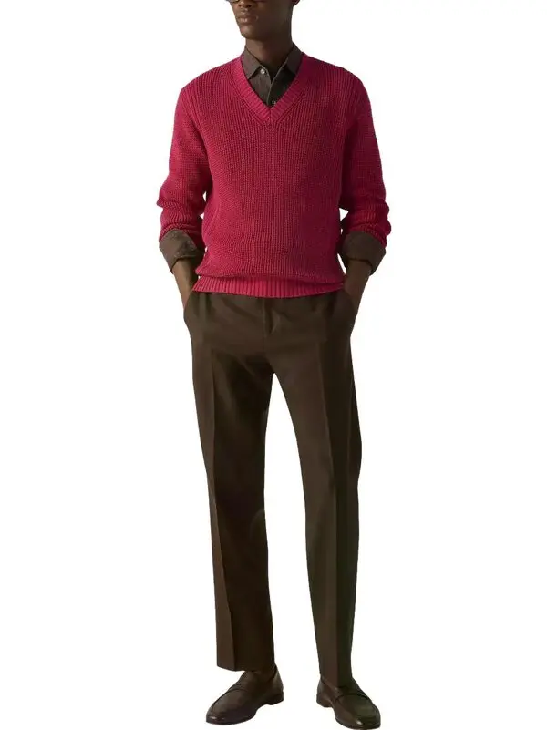 Zegna V-neck Knitwear - Red