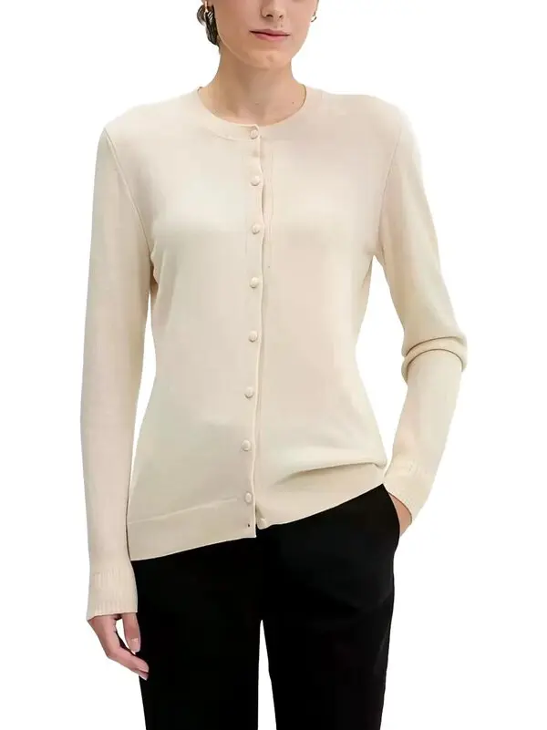 Sisley Buttoned Round Neck Cardigan - Neutrals