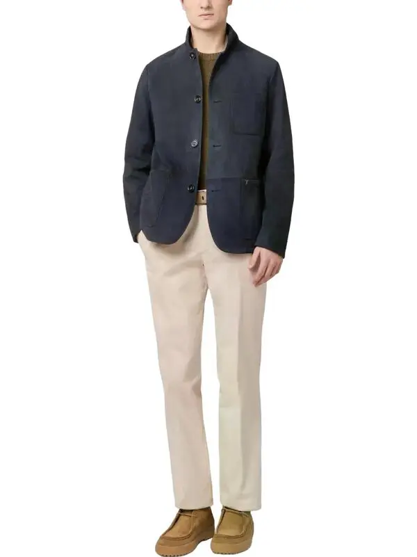 TOD'S Suede Buttoned Jacket - Blue