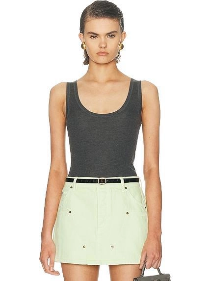 Renggli Scoop Neck Rib Tank Top - Graphite