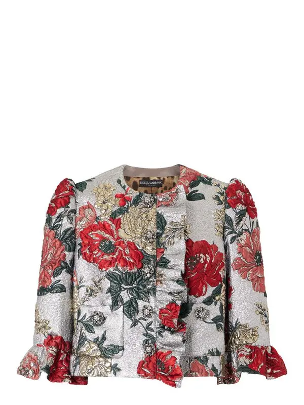 Dolce & Gabbana Floral-embroidered Jacquard-lamé Jacket - Multi