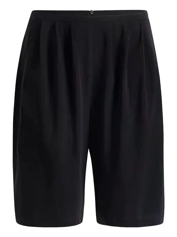 Khaite Pleated Cotton Shorts - Black