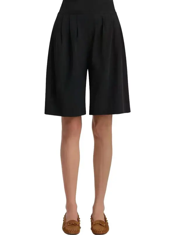 Khaite Pleated Cotton Shorts - Black