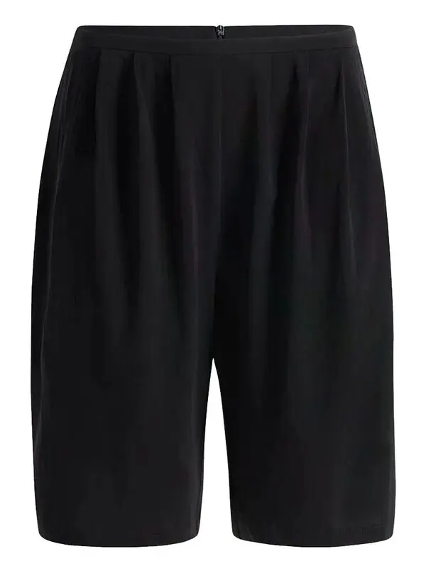 Khaite Pleated Cotton Shorts - Black
