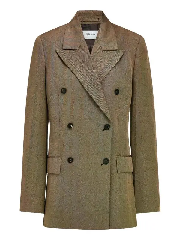 FERRAGAMO Double-breasted Blazer - Neutrals