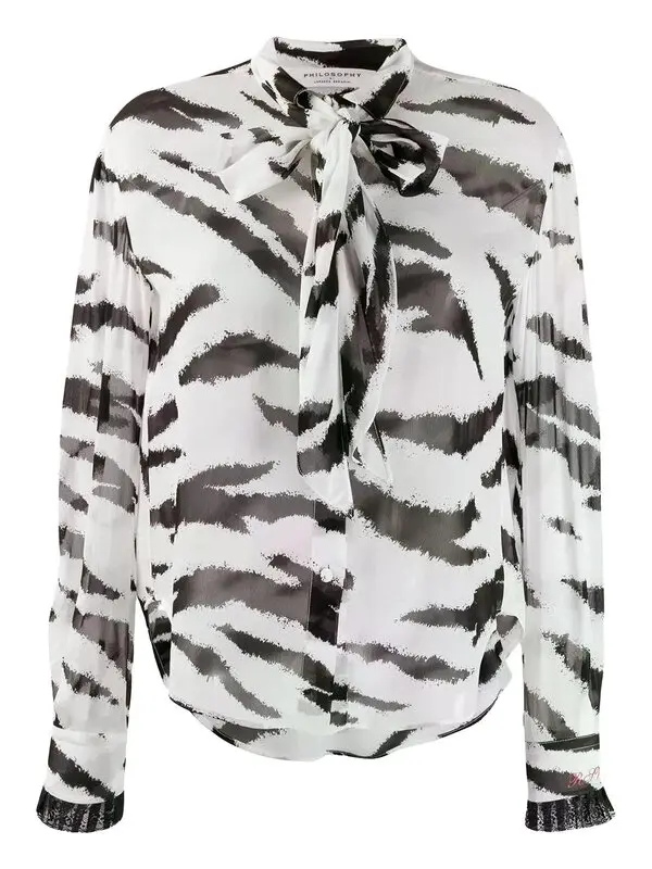 Philosophy Di Lorenzo Serafini Printed Bow Blouse - Black