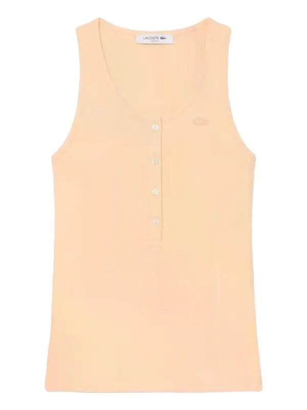 Lacoste Ribbed Buttoned Tank Top - Neutrals
