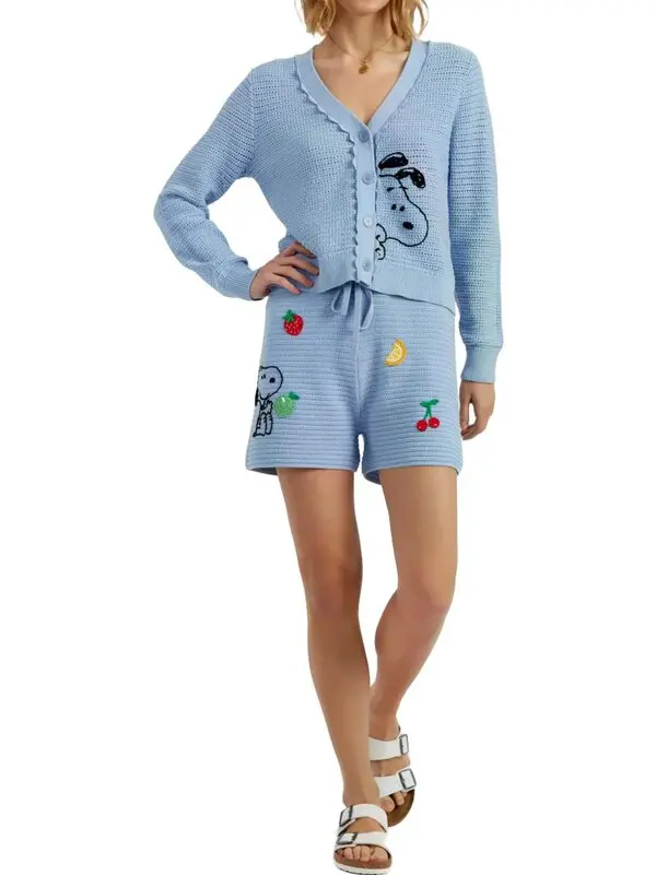 Chinti & Parker Snoopy Crochet Cotton Cardigan - Blue