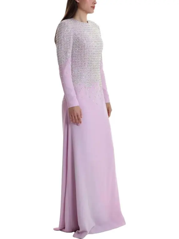 DINA MELWANI Crystal Embellished Maxi Dress - Pink