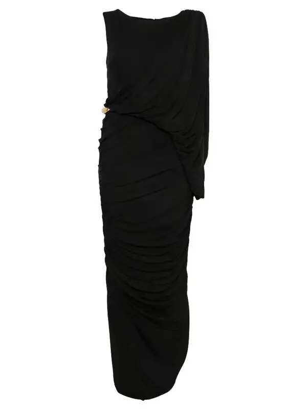 PRONOVIAS Elisabetta Franchi Ruched Jersey Maxi Dress - Black