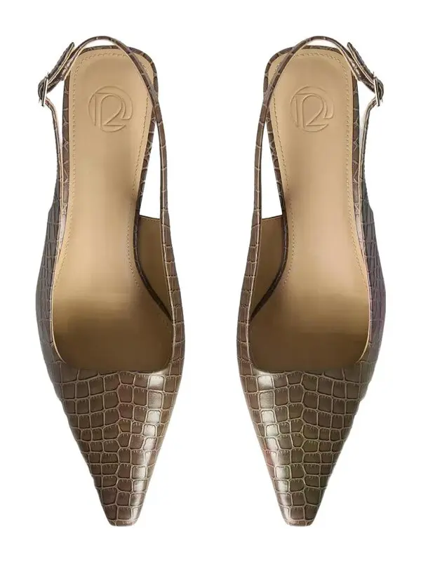12 STOREEZ Leather Slingback Pumps - Grey